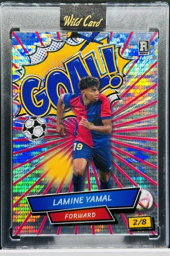 2/8 LAMINE YAMAL Silver Pulsar Prizm 2024 Wild Card Comix GOAL! Rookie ...