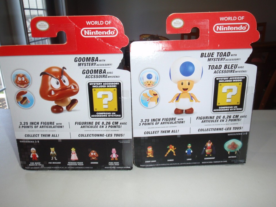Jakks Pacific World of Nintendo Super Mario Blue Toad & Goomba Figures ...