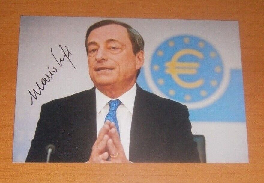 AUTOGRAFO MARIO DRAGHI originale firmato di foto 10 x 15 cm BCE ...