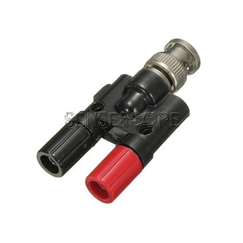 BNC Male Plug to Two Dual 4mm Banana Jack Binding Coaxial Adapter ...