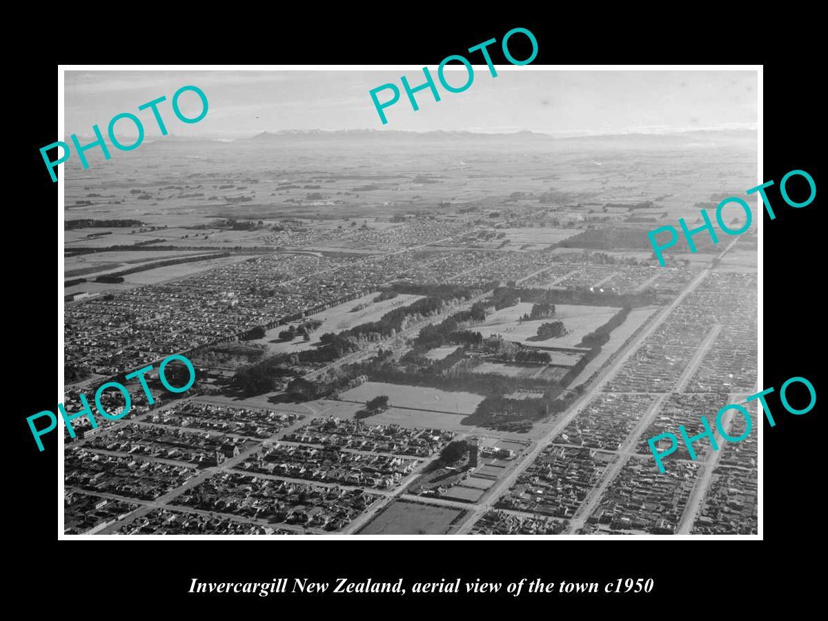 OLD LARGE HISTORIC PHOTO INVERCARGILL NEW ZEALAND AERIAL VIEW OF THE ...