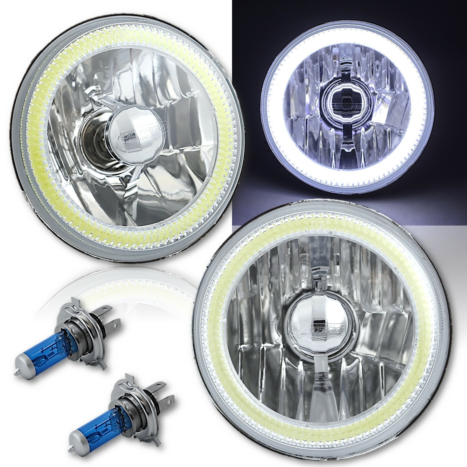 5-3/4" White LED COB SMD Halo Angel Eye Halogen Light Bulb Metal ...