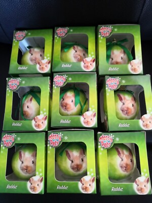 9 X Merry Pets rabbit Christmas Tree Baubles new Joblot Bundle ...