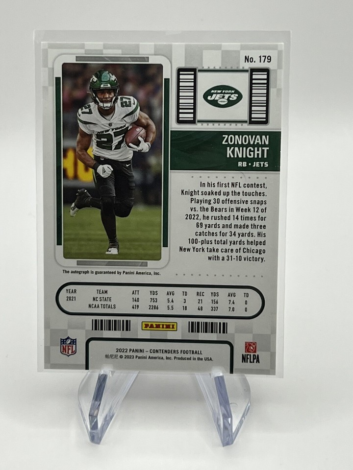 Zonovan Knight 2022 Contenders Auto Autograph RC Rookie New York Jets ...