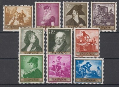 ESPAÑA 1958 SPAIN NUEVO MINT MNH EDIFIL 1210-1219 SCOTT 867-876 GOYA ...