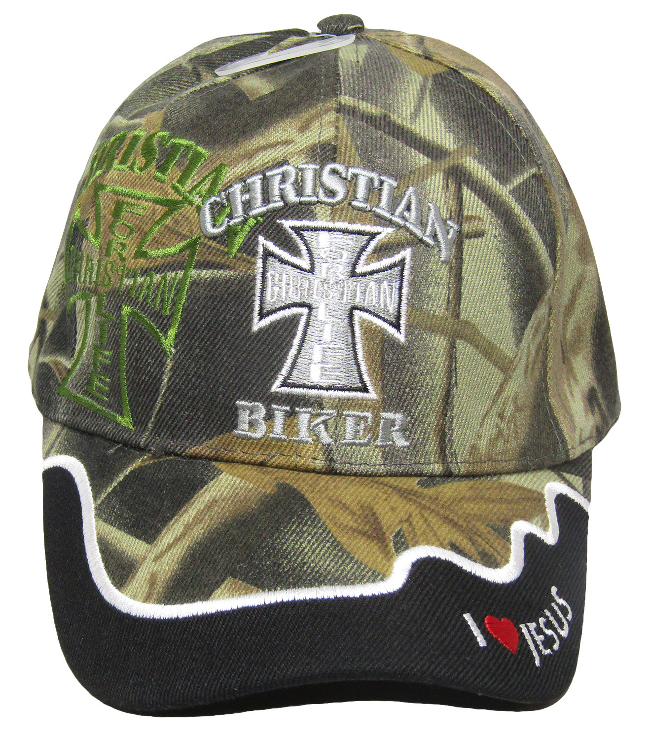 Christian Biker Cross Jesus Christ Camouflage Camo Embroidered Cap ...