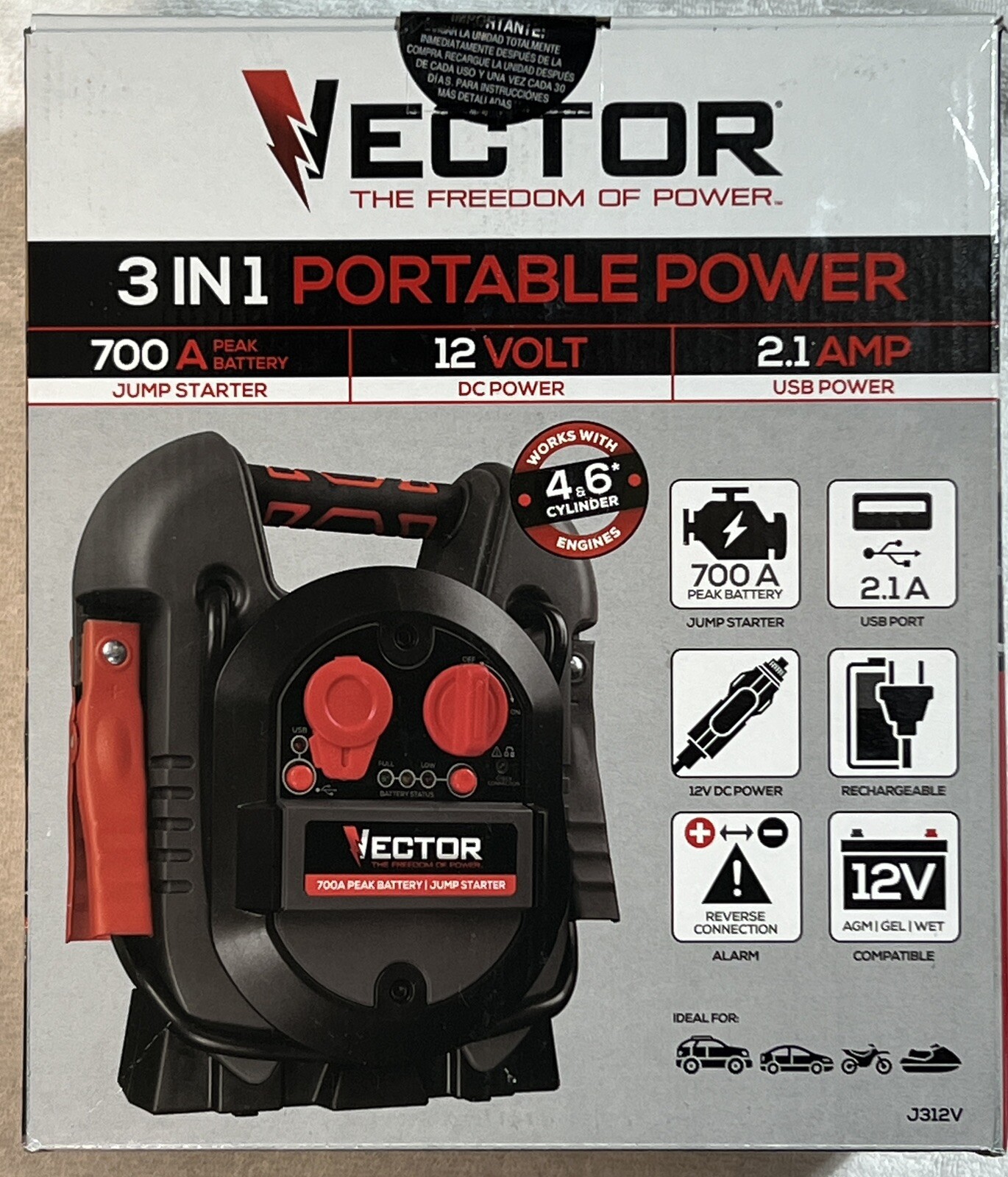 Vector J312V 700 Amp Jump Starter With USB for sale online | eBay