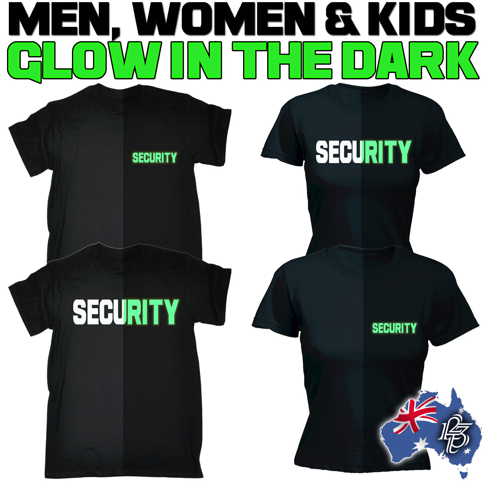 SECURITY GLOW IN THE DARK T-SHIRT bouncer doorman uniform nightclub ...