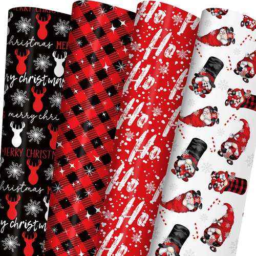 Christmas Wrapping Paper for Kids Adults - Xmas Wrapping Paper with Red ...