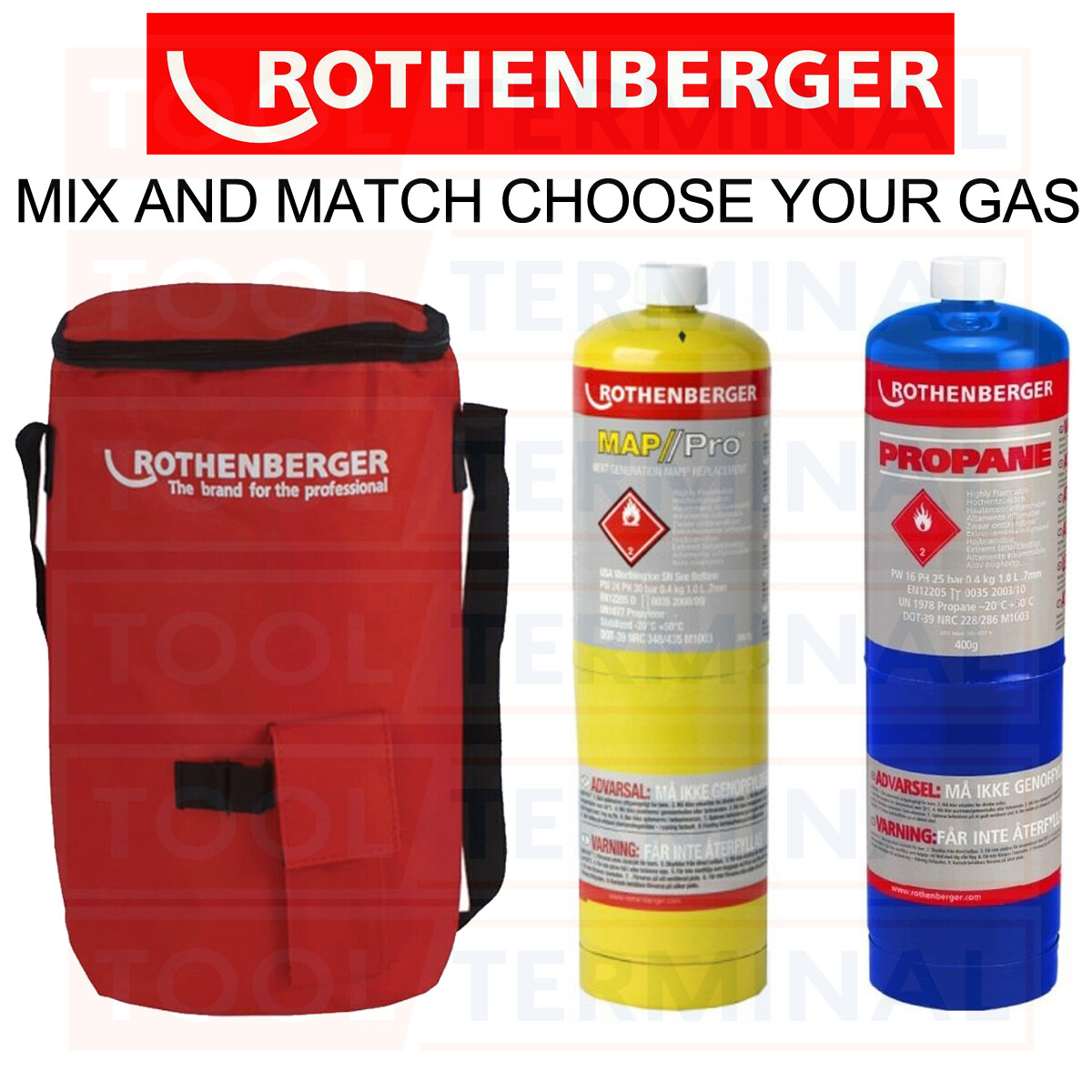 Rothenberger Plumbers Hot Bag + Propane + Mapp Gas Kit For Super Fire 2 ...