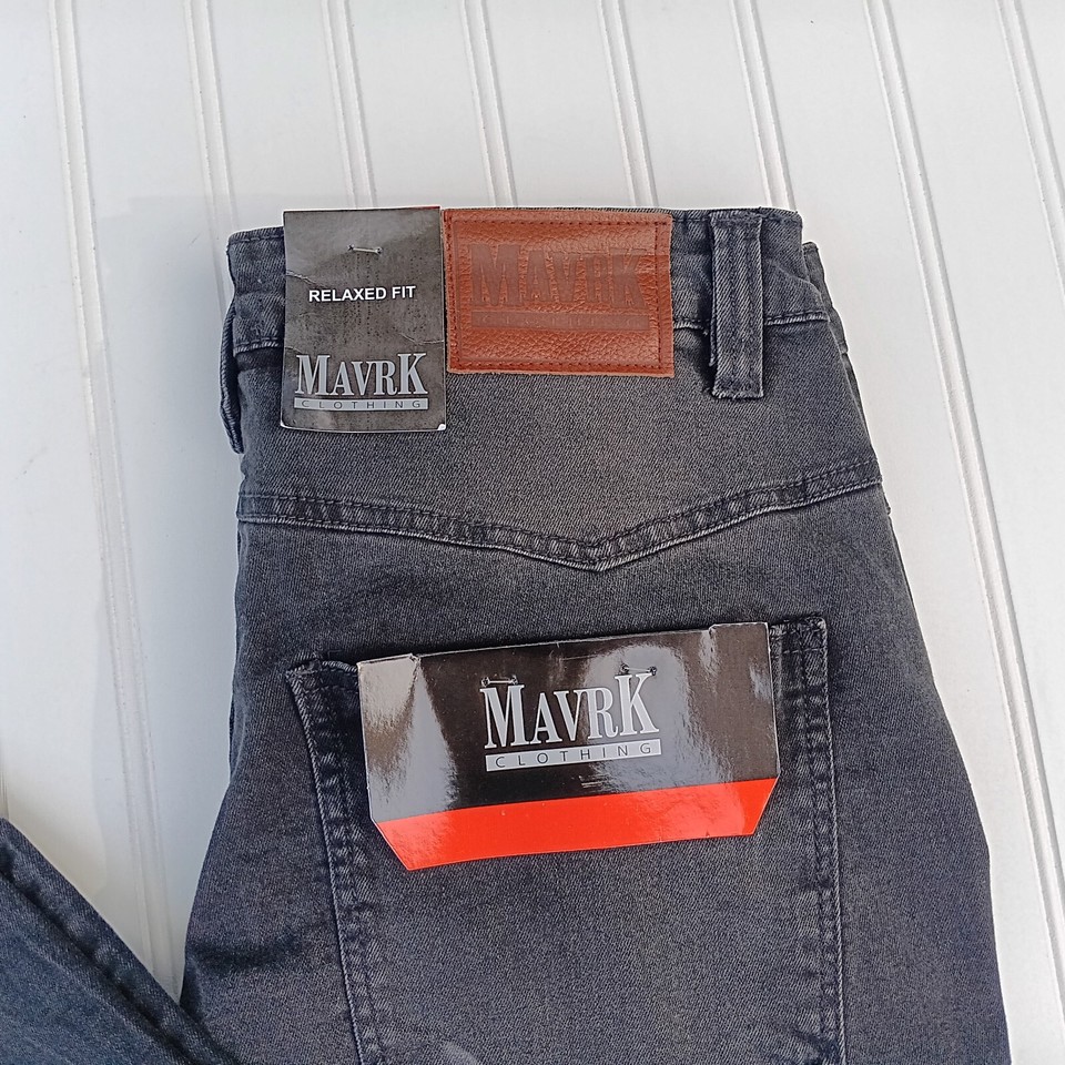 Mens Jeans 32 x 32 Black Denim Button Fly Relaxed Fit Distressed NWT ...