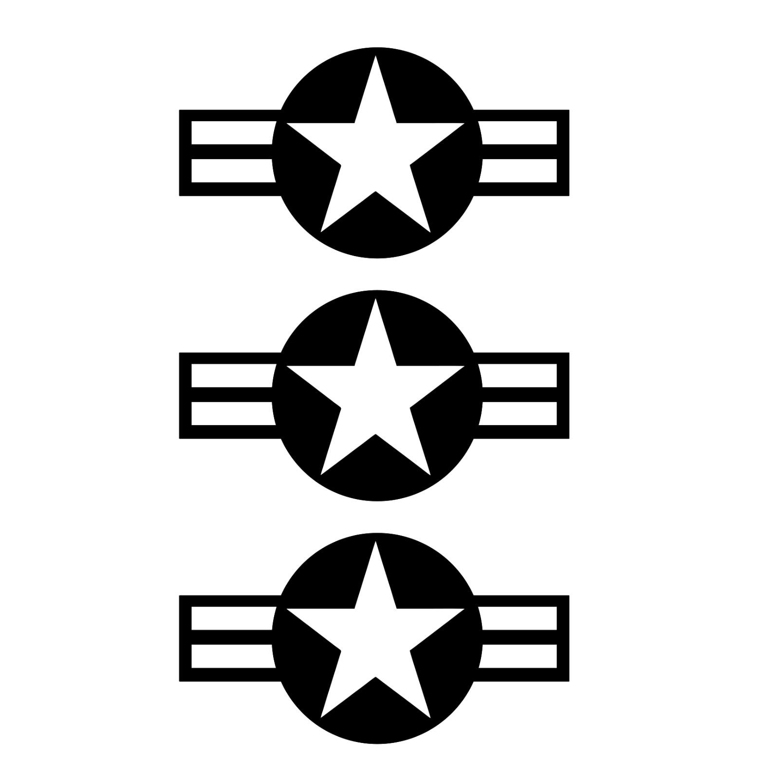 Stars and Bars WWII Warbird Airplane RC - 3 ea Large Vinyl Decals - 12 ...