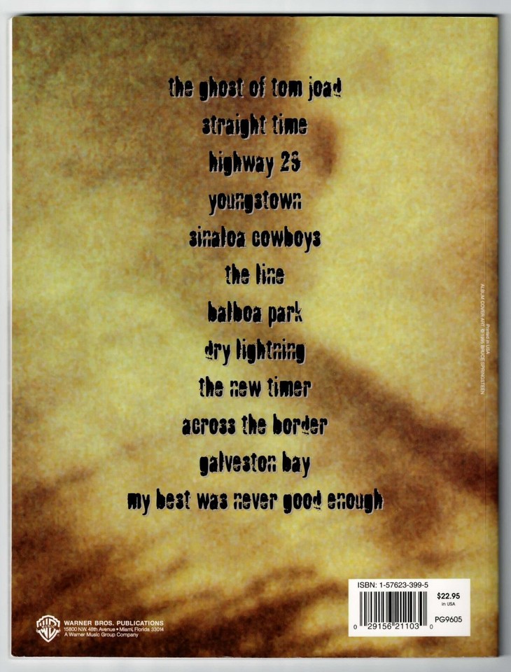 BRUCE SPRINGSTEEN 1996 songbook The Ghost of Tom Joad | eBay