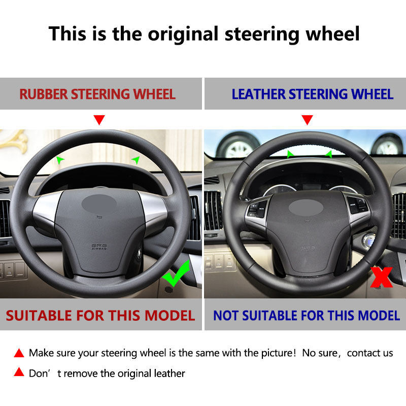 All Black DIY Sewing Leather Steering Wheel Cover For Hyundai Elantra ...