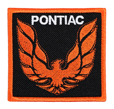Pontiac Firebird Eagle Embroidered Patch Black/Orange Iron-On Sew-On ...