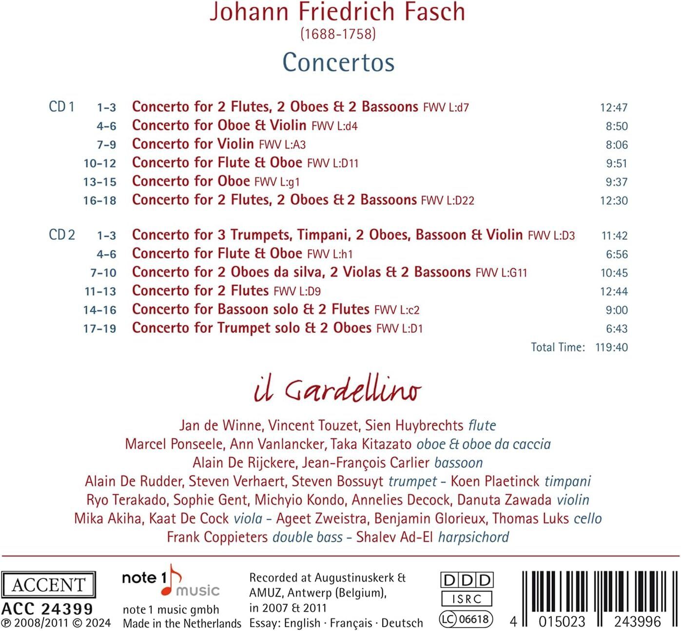 Johann Friedrich Fasch Johann Friedrich Fasch: Concertos (CD) Album | eBay