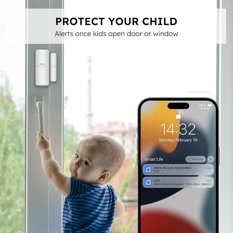 WiFi Door Alarm System, Wireless DIY Smart Home Security System, (8 ...