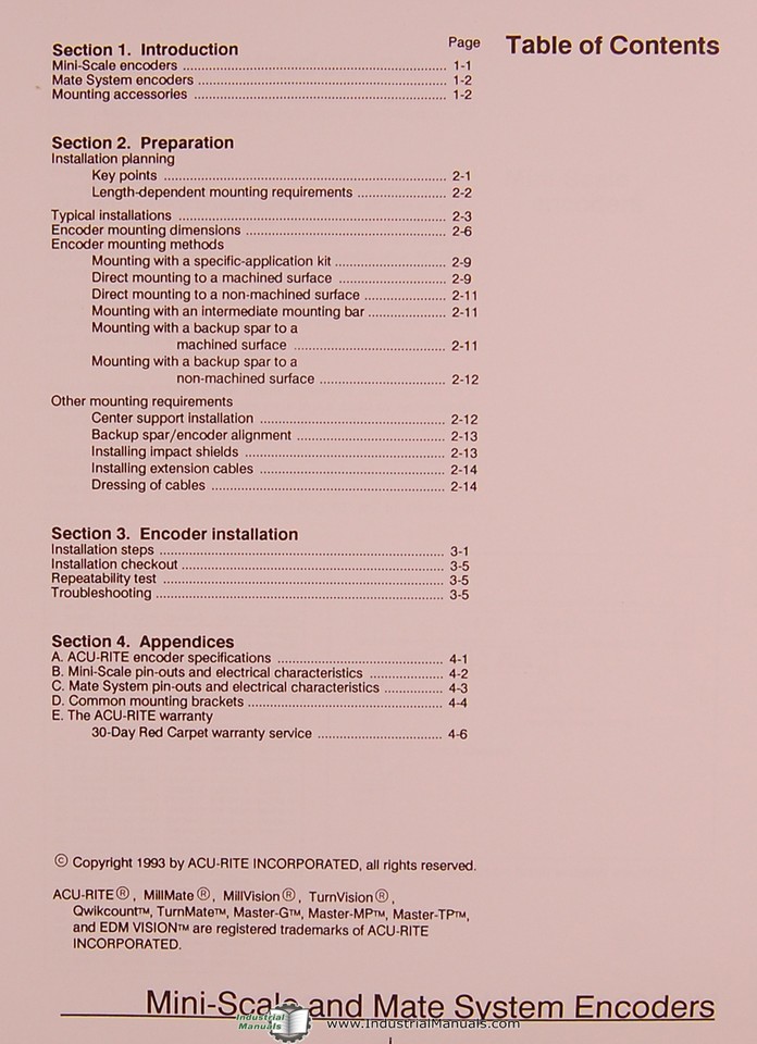 Acu Rite Mini Scale & Mate System Encoders, Reference Manual 1993 | eBay