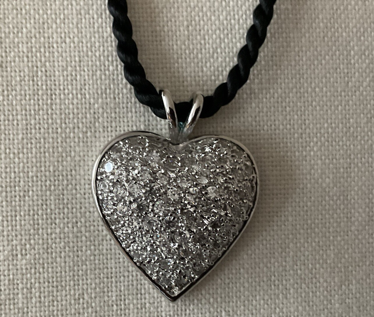 Women's Sterling Silver 925 Brilliant Crystal Pave Puff Heart Pendant ...