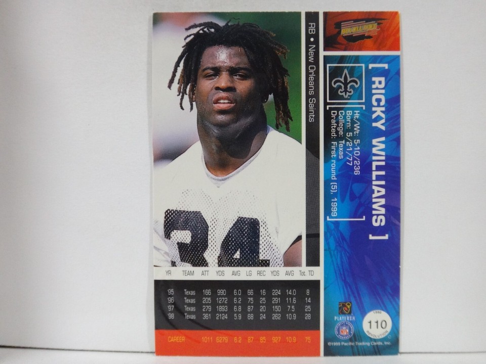1999 Pacific Revolution Ricky Williams #110 Rookie RC | eBay