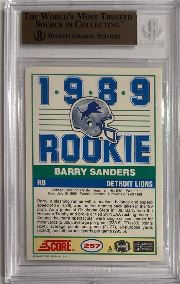 1989 Barry Sanders Score RC... Graded BGS 10 Pristine | eBay