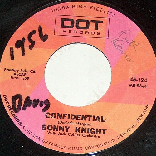 45 RPM Sonny Knight Confidential, Jail Bird Dot R&B Soul Vinyl Record ...