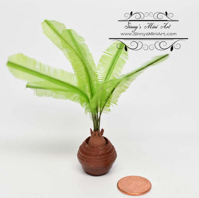 1:12 Dollhouse Miniature Sago Palm in Clay Pot / Miniature Plants BD ...