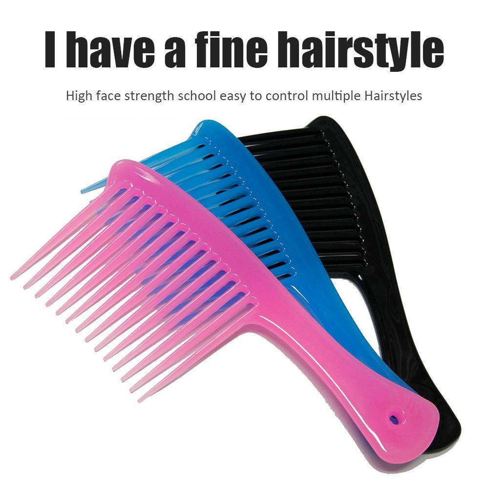 Large Wide Tooth Comb Handle Detangling Reduce Hair Loss Brush Tool ...