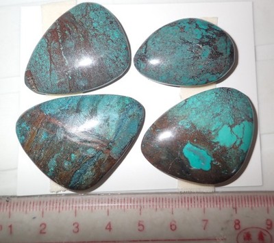 Turquoise Stone Flat Free Form Cabochon 159.5 Carat 4 pieces 31.9 gram ...