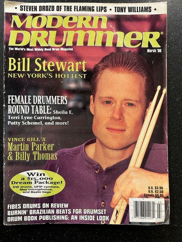 MODERN DRUMMER MAGAZINE MARCH 1996 BILL STEWART VINCE GILL MARTIN PARKER THOMAS | eBay