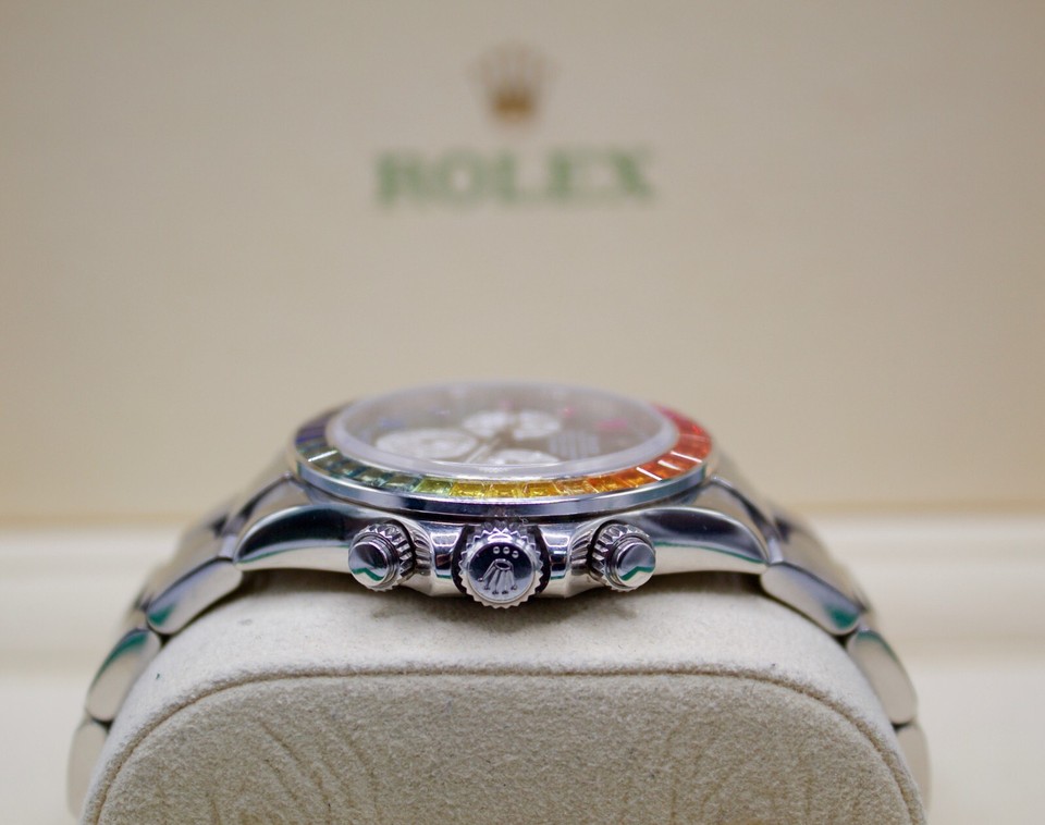 Rolex Daytona 40mm Custom Rainbow Black Dial Rainbow Bezel Stainless ...