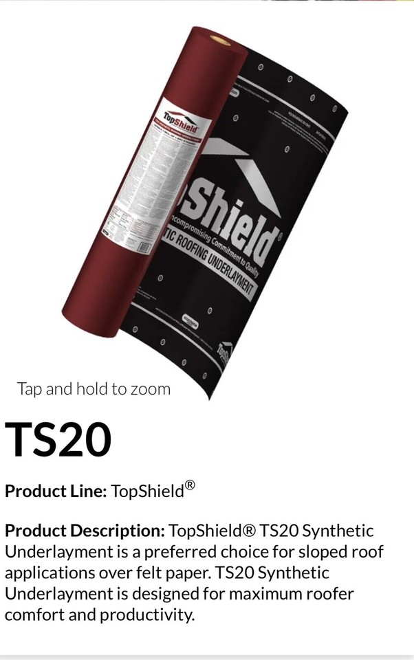Top shield TS20 Synthetic Roofing Underlayment 42” X 286’ 10 Squares New | eBay