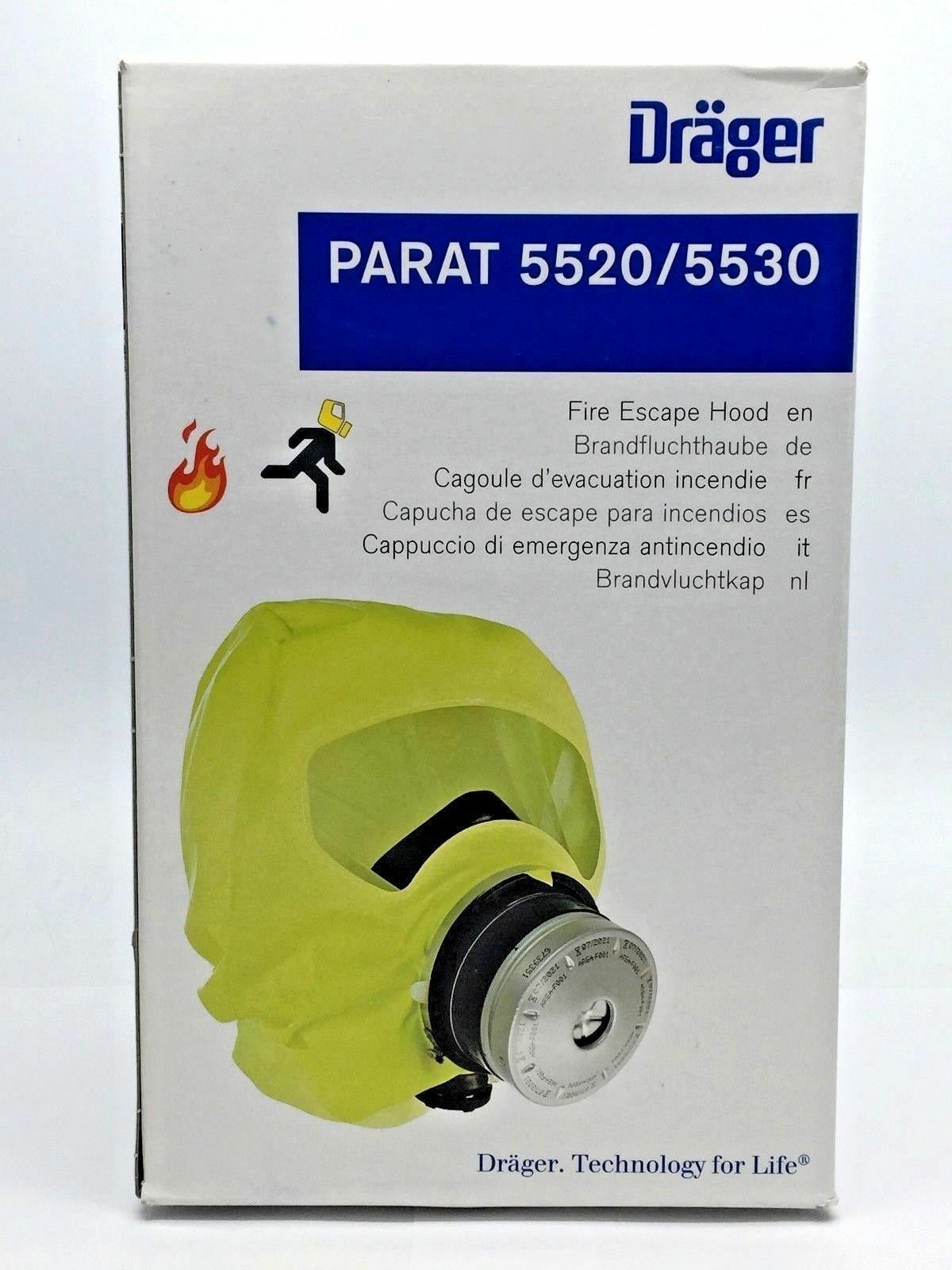Drager PARAT R59425 5520 Escape Hood Full Face Mask Respirator Smoke ...