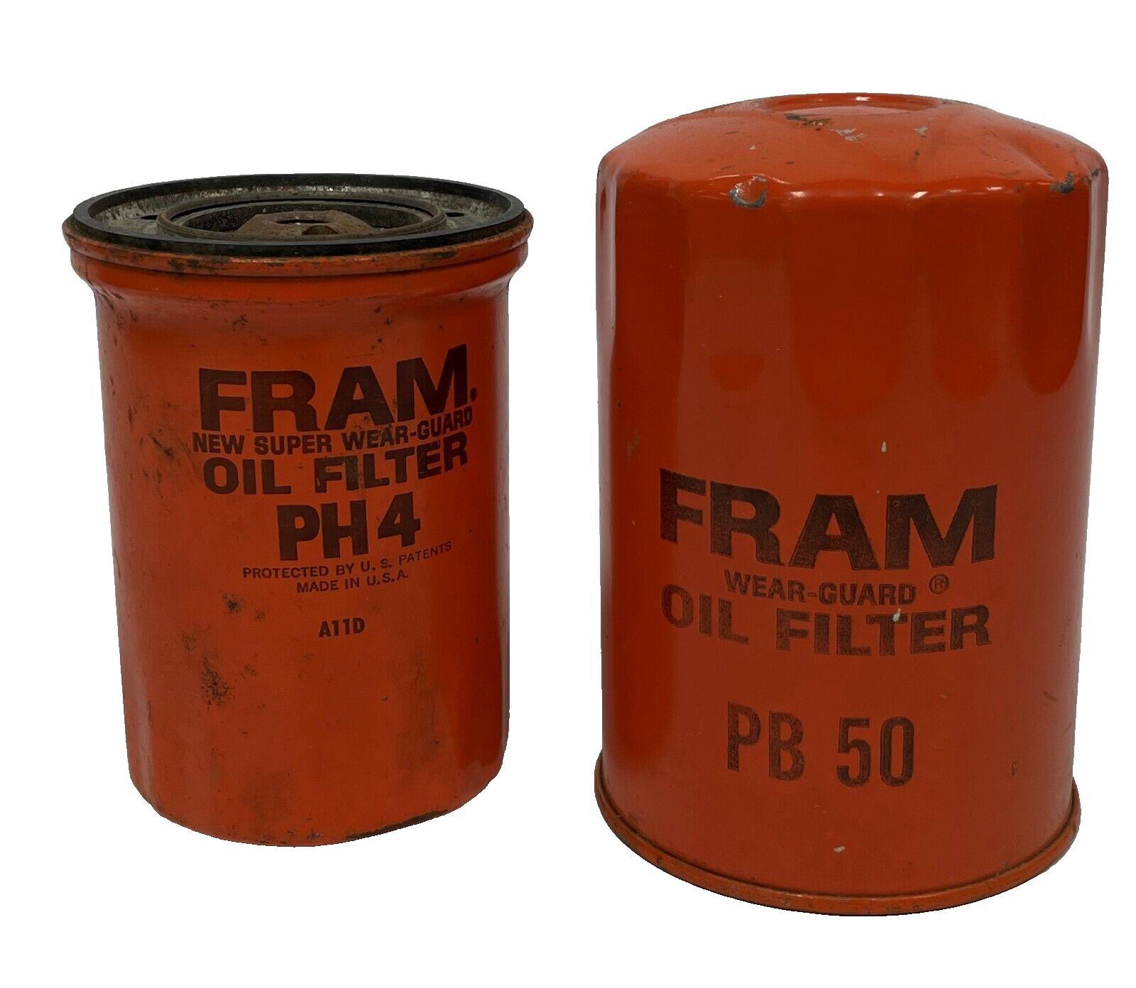 Lot of 2 FRAM Automotive Parts Wearguard Oil Filters PH4 and PB50 A11D ...