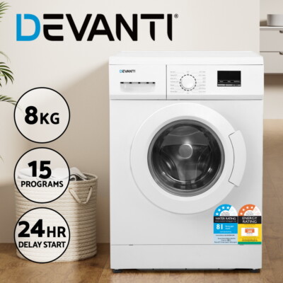 Devanti 8kg Front Load Washing Machine 15 Programs 24hr Delay Start ...