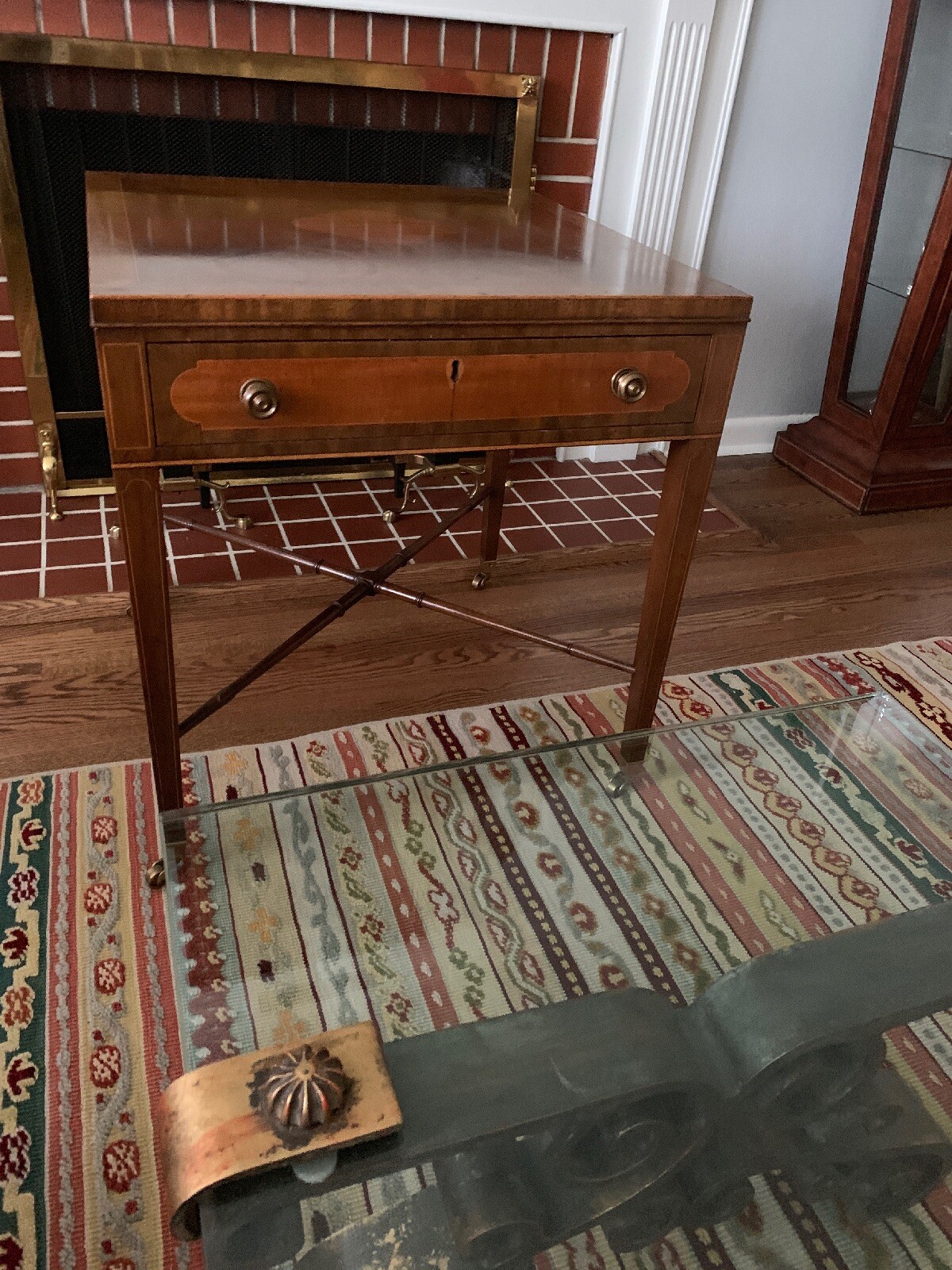 KITTINGER Side Table w/Brass Casters & Drawer (EXC) | eBay