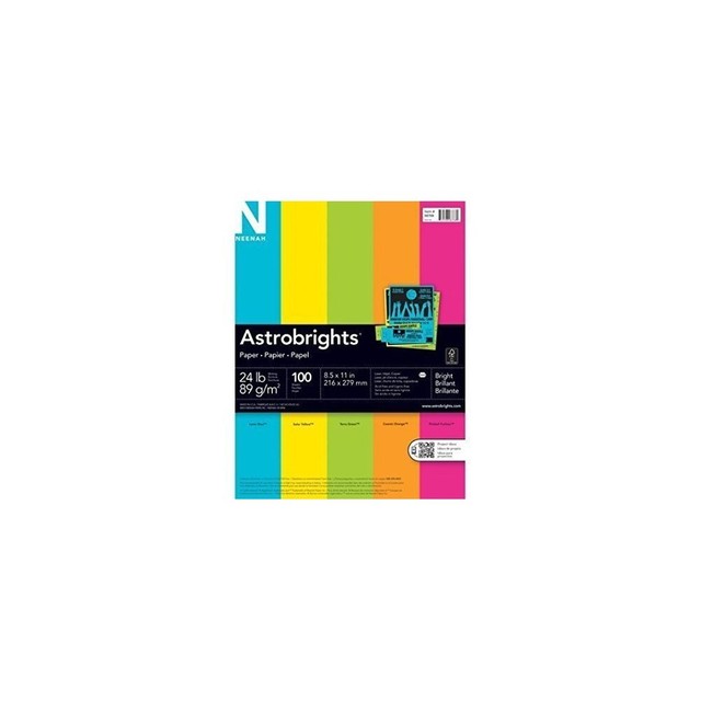 Astrobrights Neon Color Paper Assortment 24 LB 8.5 X 11 Inches 100 ...