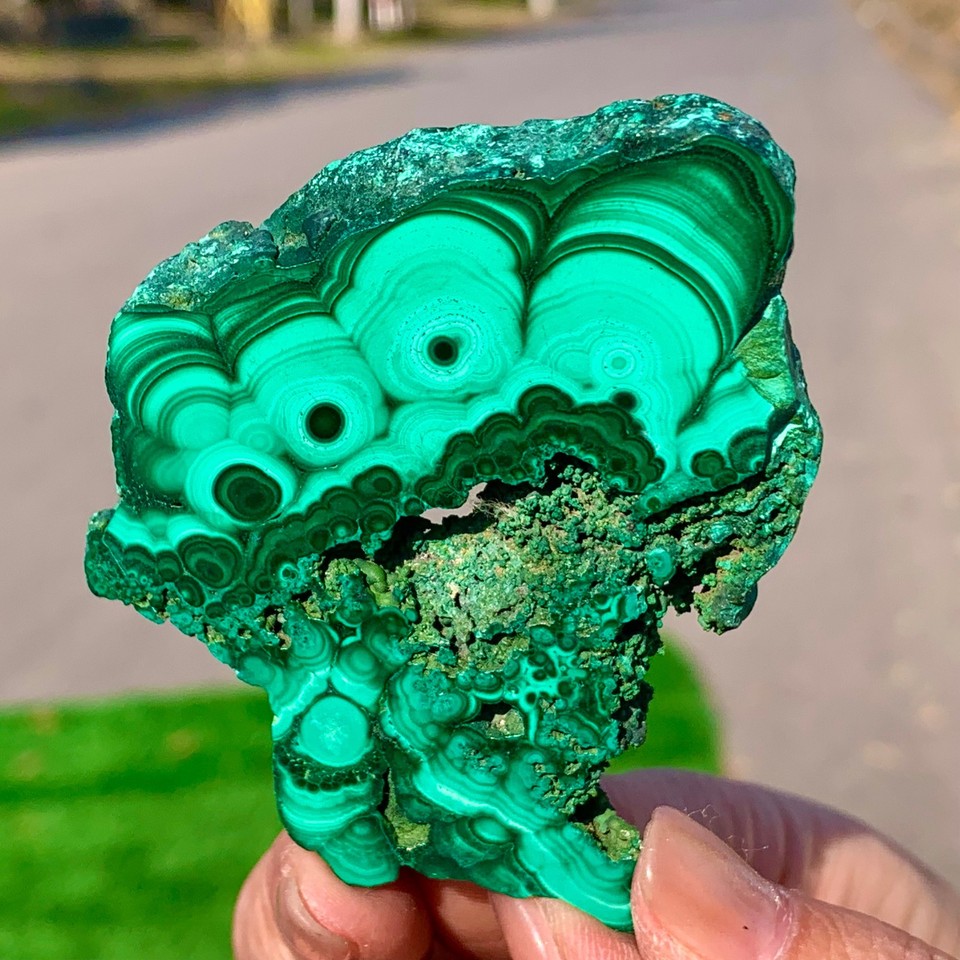 63G Natural glossy Malachite transparent cluster rough mineral sample ...