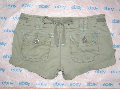SUPER CUTE AMERICAN EAGLE GREEN SHORTY SHORTS SIZE 0 - PLEASE SEE ...
