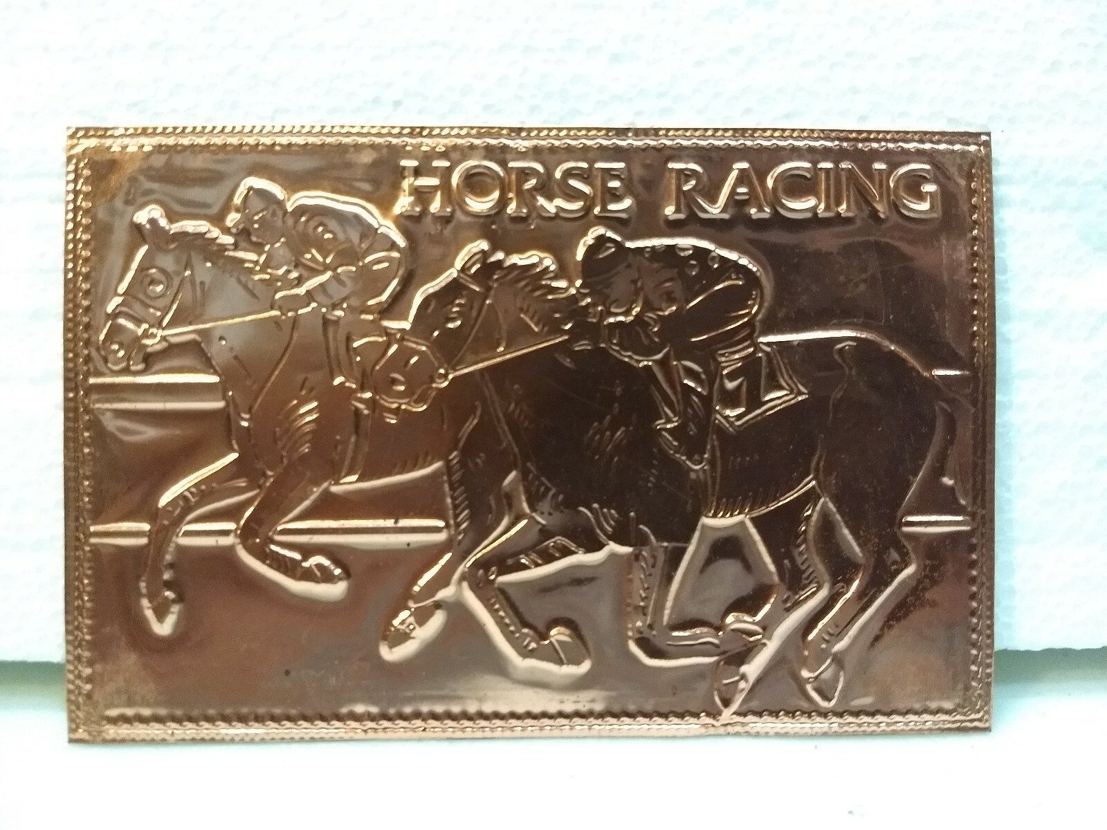 Horse Racing Kopper Kard Postcard Vintage Jockey 2 Horses Racing Track ...