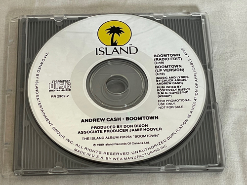 Andrew Cash Boomtown 2 Track Promo CD PR2902-2 Island Records USA 1989 ...