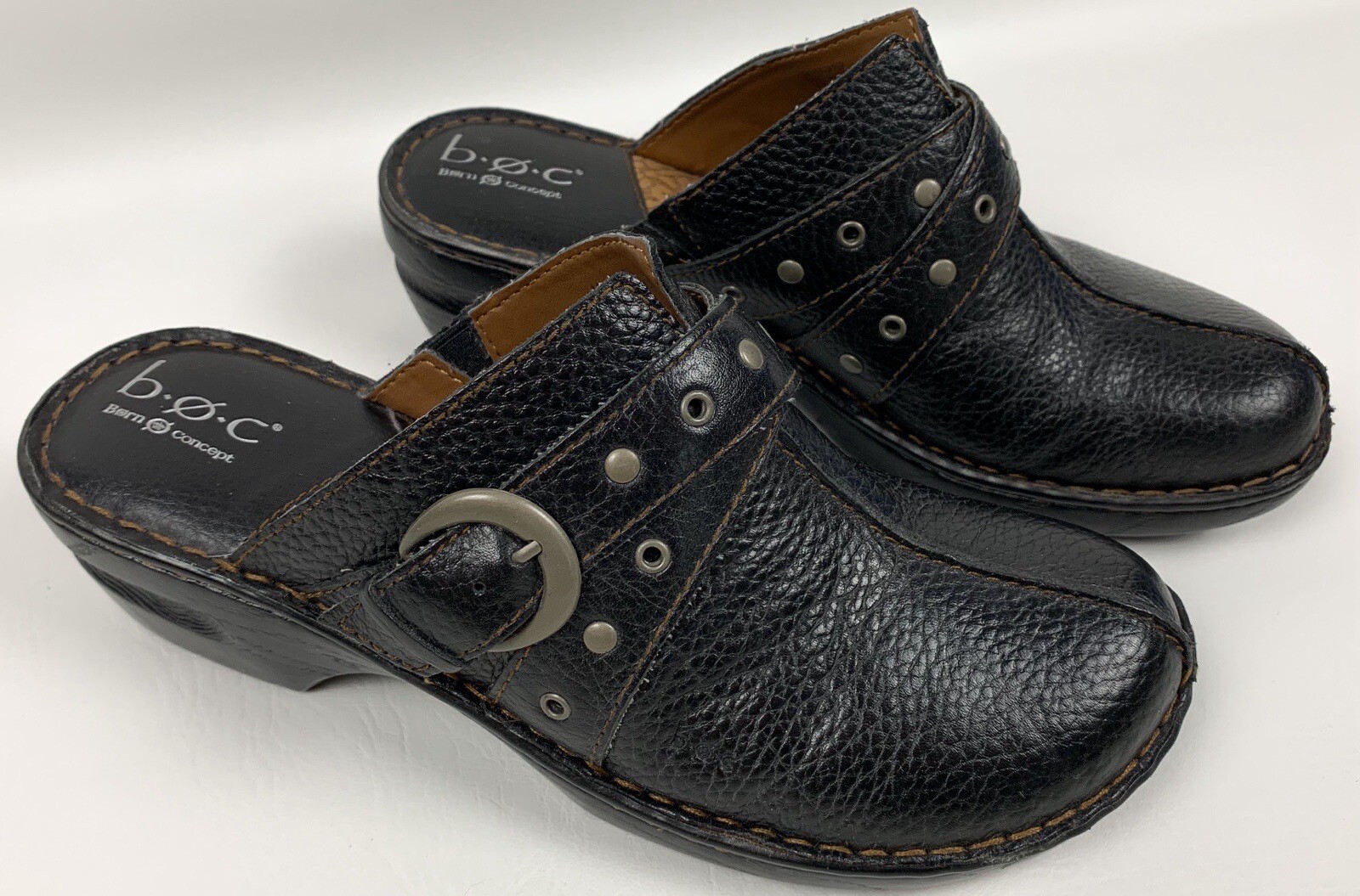 B.O.C Born Concept Karley Mule Clog Shoes Wedge Leath… - Gem