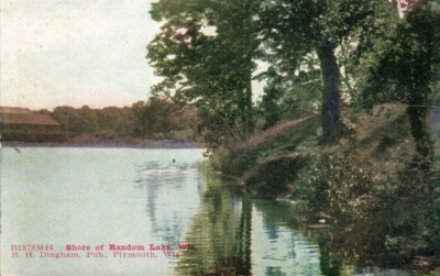 Vintage Shore Of Random Lake Wisconsin Postcard 1910s 1913 | eBay