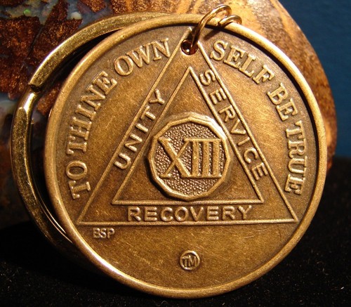 Alcoholics Anonymous AA 13 Year Keychain medallion coin Token key chain ...