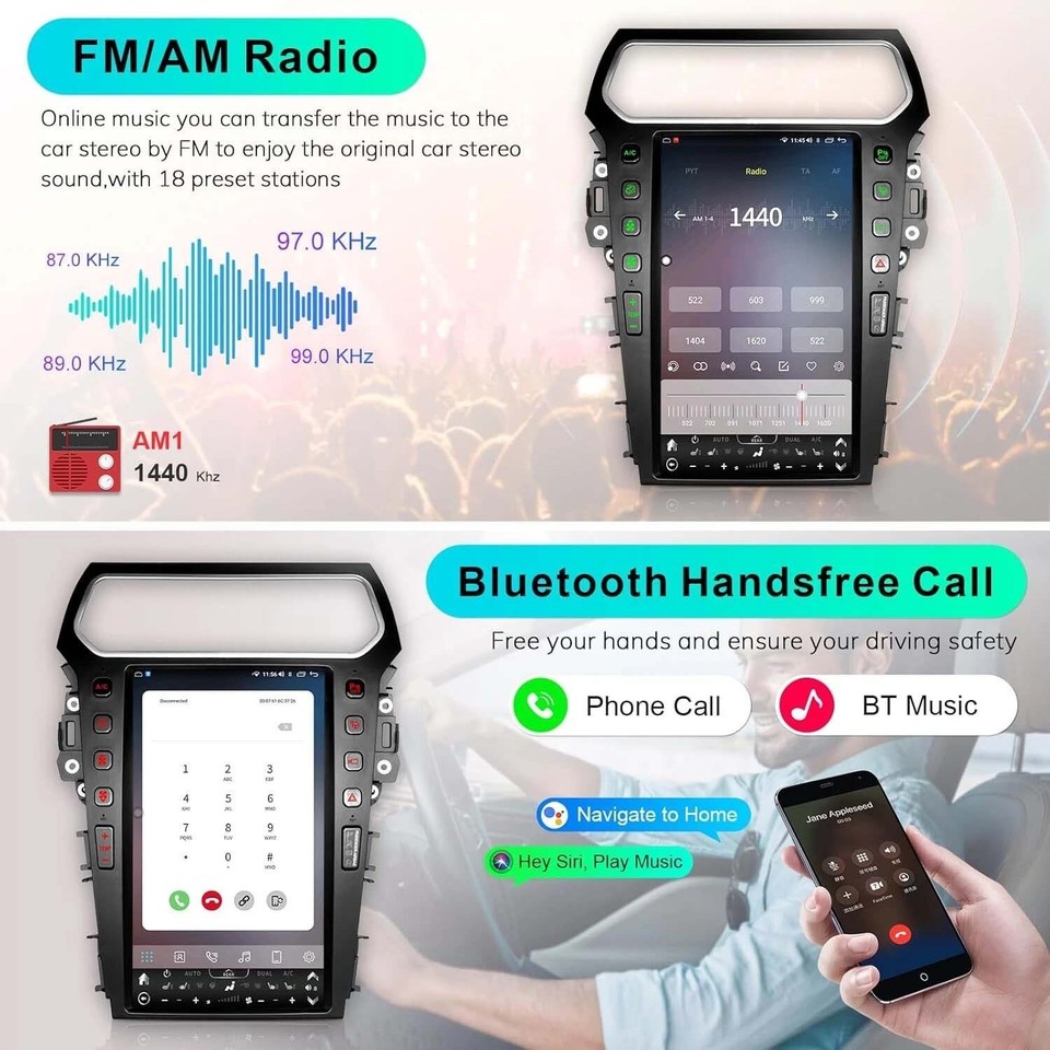 13.6" Car Radio Stereo GPS Carplay Android Auto For Ford Explorer 2011 ...