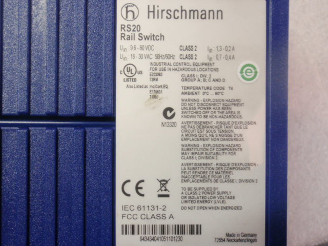 Hirschmann RS20 Rail Switch RS20-2400T1T1SDAEHH03.0.01 ...