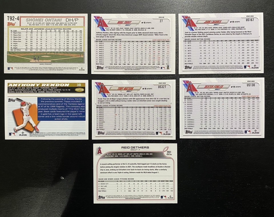 2021 Topps baseball ANAHEIM ANGELS Team Set Lot of 7 cards/Shohei ...