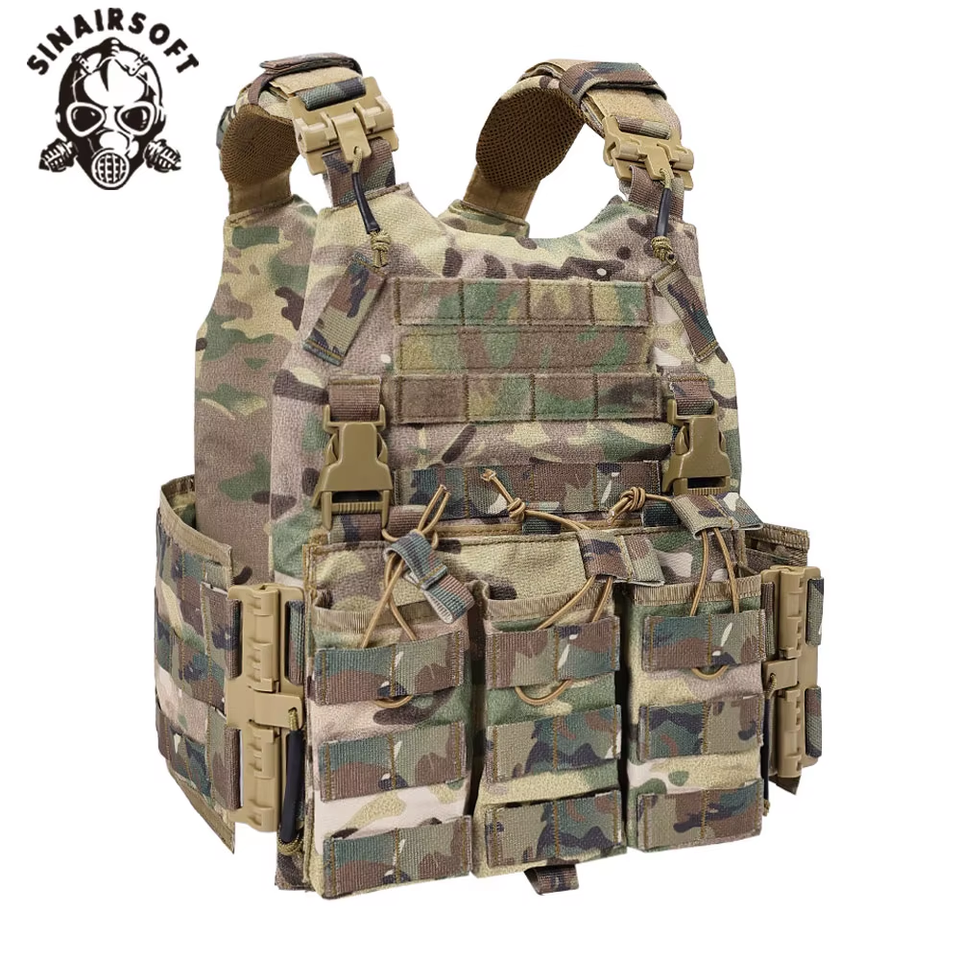 Tactical Nylon Vest with Quick Release Security Molle Multi-Camo Plate ...
