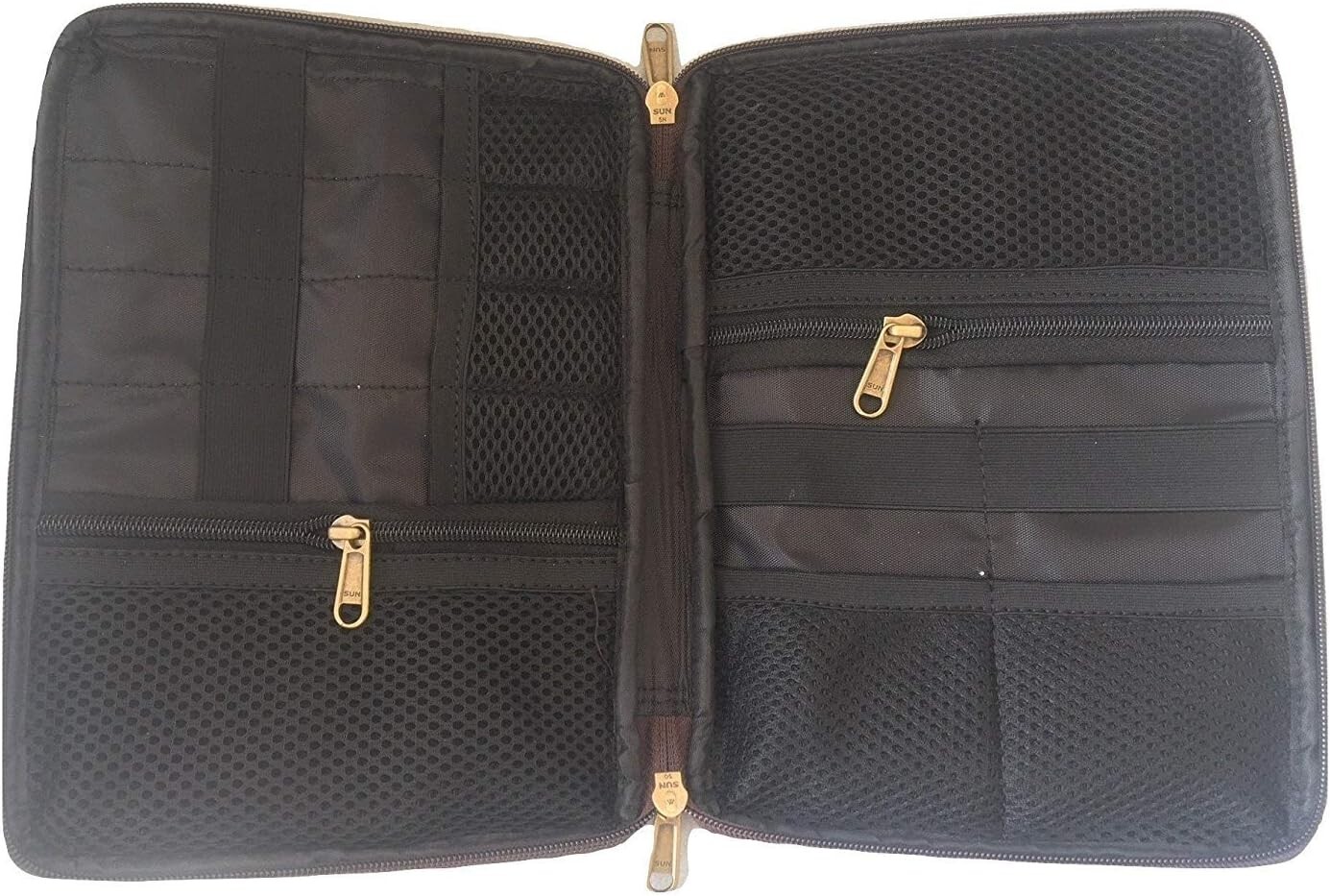 PACK OF 2 Leather Zippered Organizer Travel Folder Case Cable Organizer ...