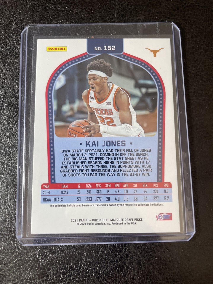 2021-22 Panini Chronicles Draft Picks - Kai Jones Marquee Rookie Card ...